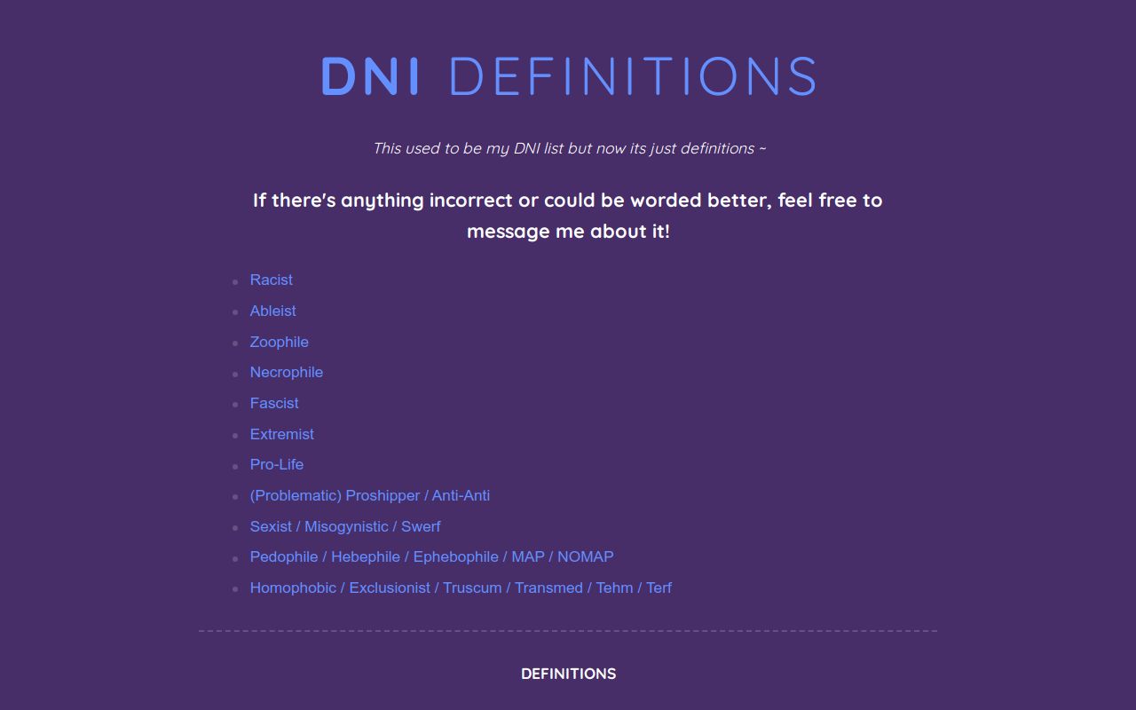 DNI Definitions